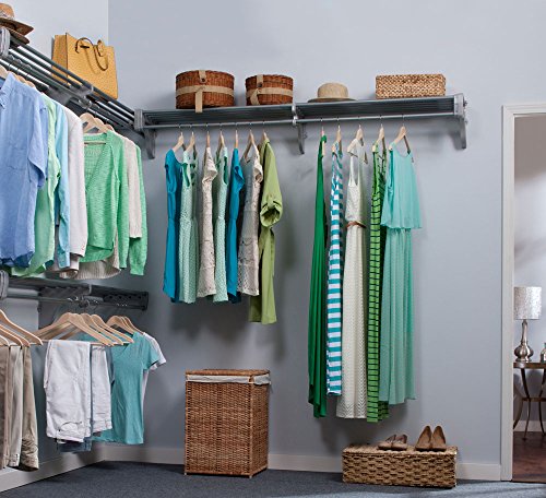 EZ Shelf -3 Pack- Expandable Closet Shelf with Hanging Rod -(Each 40.5” to 73”) with 2 End Brackets- Silver-Strong-Easy to Install-Wire Closet Shelving Alternative