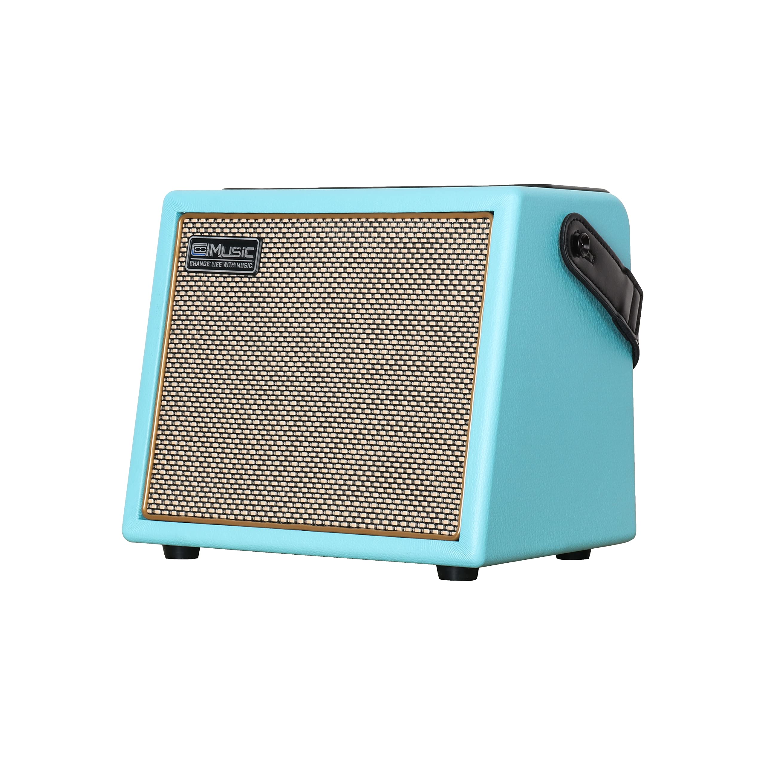 Acoustic Guitar Amplifier, 30 Watt Bluetooth Speaker Rechargeable Portable Amp with Microphone Input Supports Volume Bass Treble Control Reverb Chorus Effect White
