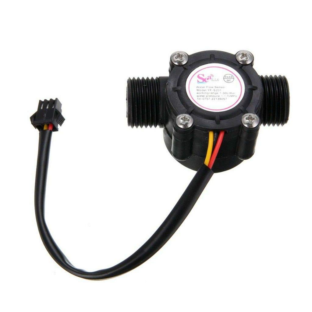 DAOKI 2Pcs Water Flow Sensor 1-30L/min 1/2" Control Fluid Flowmeter Switch G1/2 Counter 1-30L/min Meter for Arduino Flowmeter Measure Temperature Instrument