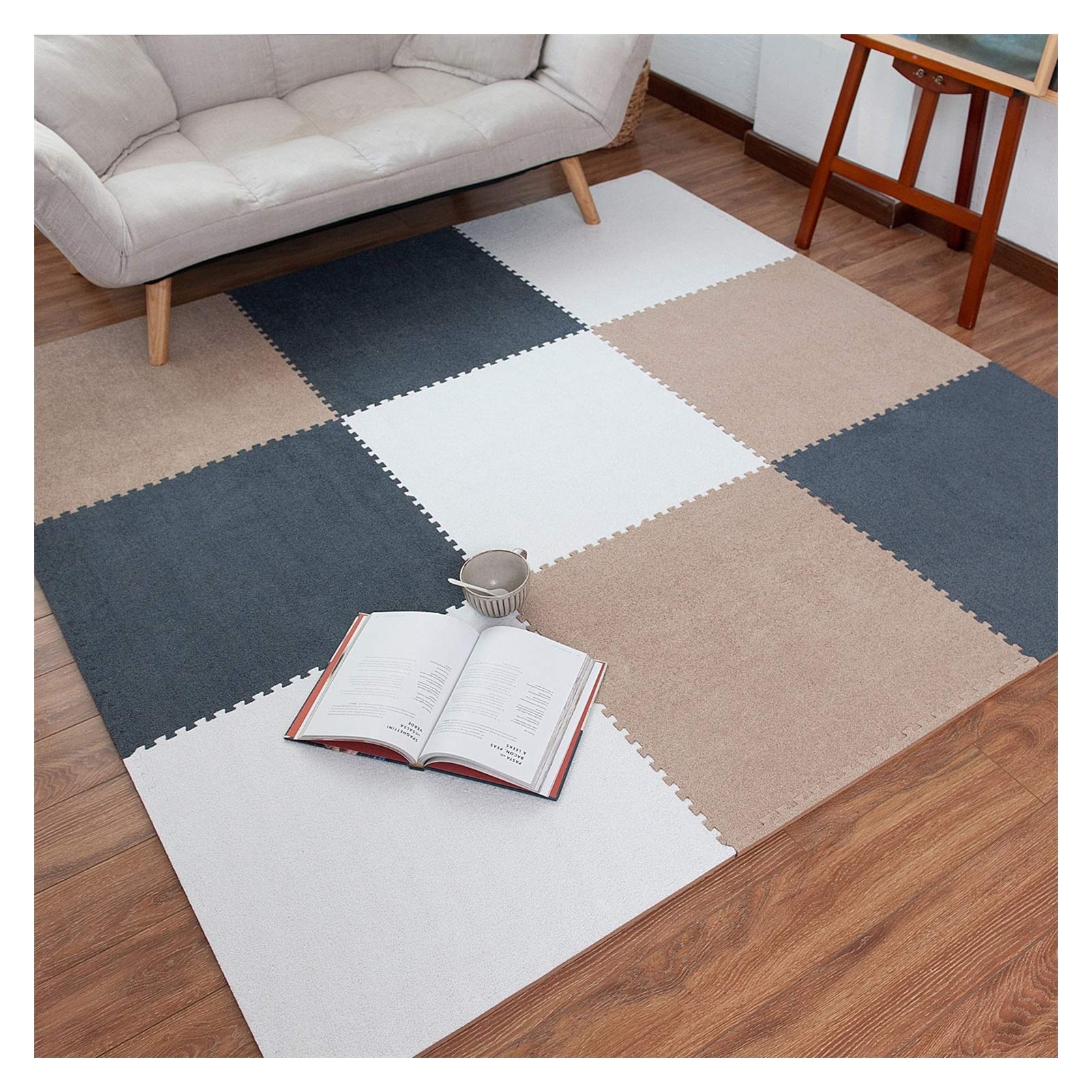 ALGFree Carpet Interlocking Foam Mats Interlocking Carpet Tiles 0.6cm/1.0cm Thick Plush Keep Warm Water Wash Foam Puzzle Floor for Indoor Outdoor,Multiple Sizes (Color : B, Size : 30x30x1.0cm-6pcs)