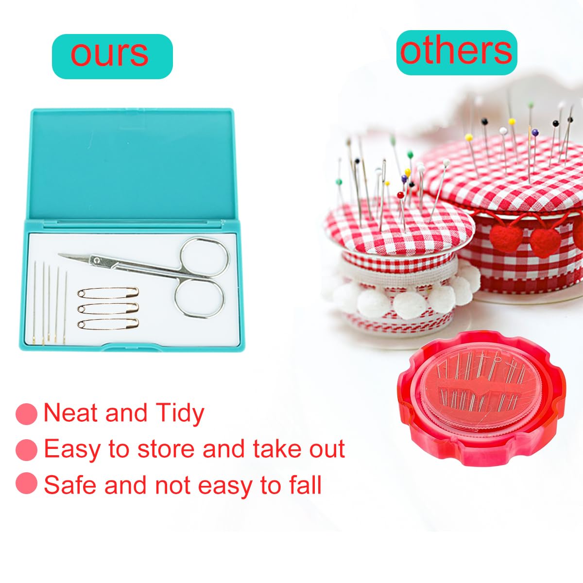DVECUE Megnetic Sewing Needle Case Knitting Pin Organizer Portable Stitching Pin Storage Box for Pin Holder 3Pieces