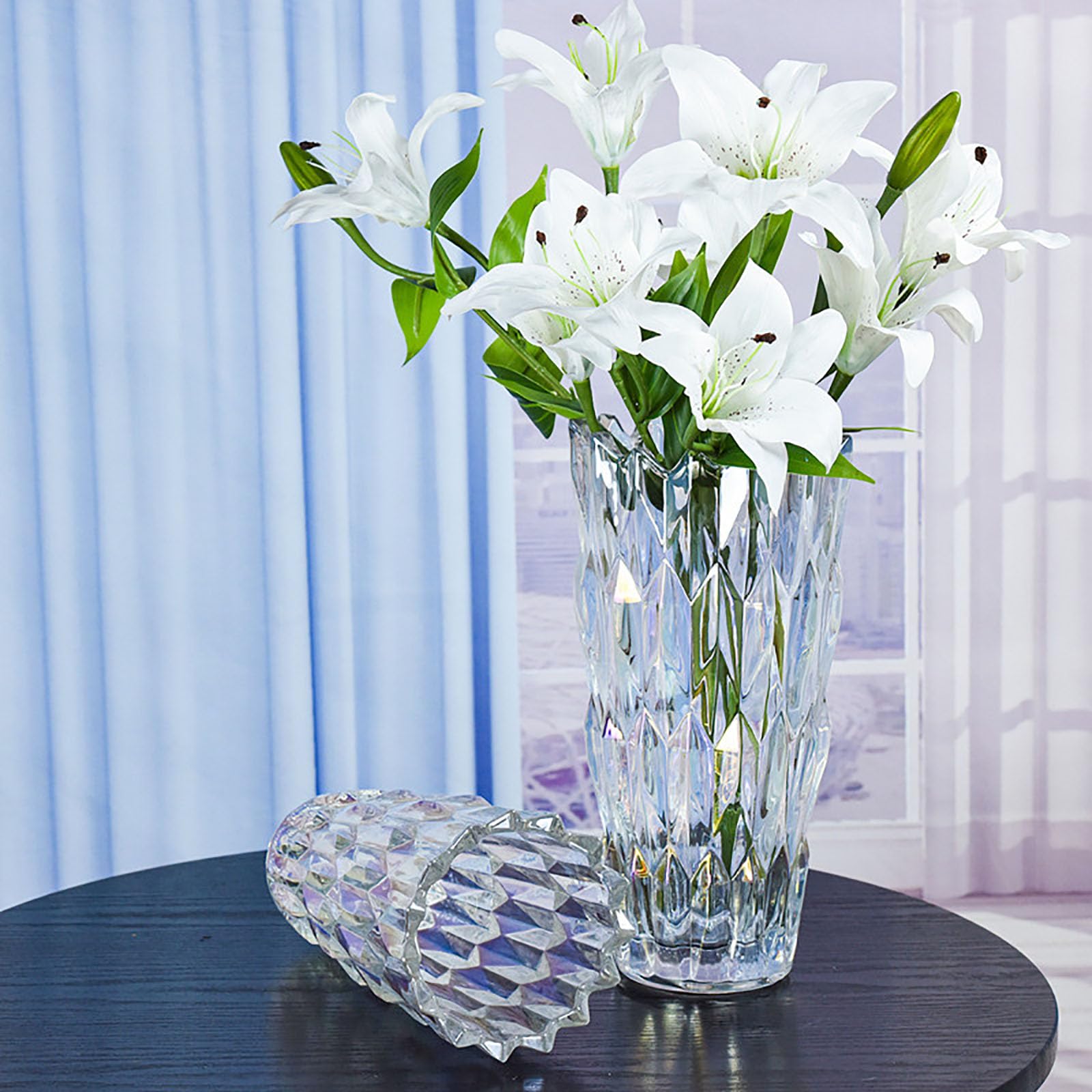 Amastesay Super Heavy Glass Vases for Flowers,Hand Blown Glass for Home,Kitchen,Clear Vases for Centerpieces(Can't be Knocked Over Easily)