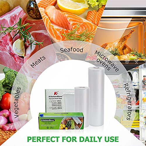KitchenBoss Vacuum Sealer Bags Rolls: 8"x50' and 11"x50' Total 2 Rolls Vacuum Seal Rolls for Food, Sous Vide Bag Roll for Food Storage and Meal Prep