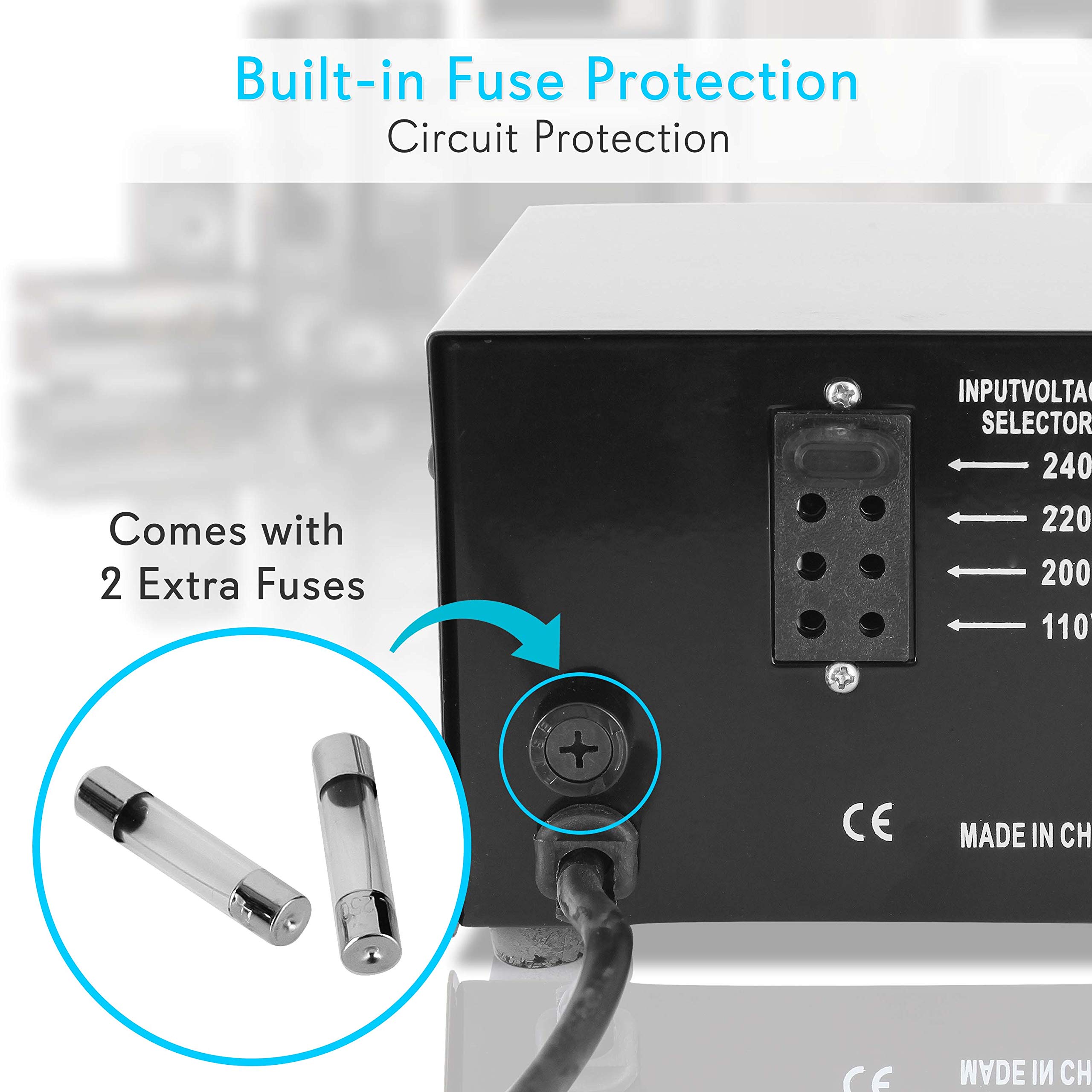 Pyle Step Up and Down Converter - 500 Watt Voltage Converter Transformer w/ USB Charging Port, UK Power Adapter, AC 110 / 120 to 220 / 240 Volt Vice Versa, 110V/120V/220V/240V Input Voltage