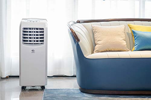 AireMax Portable Air Conditioner with Remote Control | AC for Rooms up to 400 Sq.Ft. | 24H Timer | Auto Restart | Wheels | LED Display | Dehumidifer | White | APA112C
