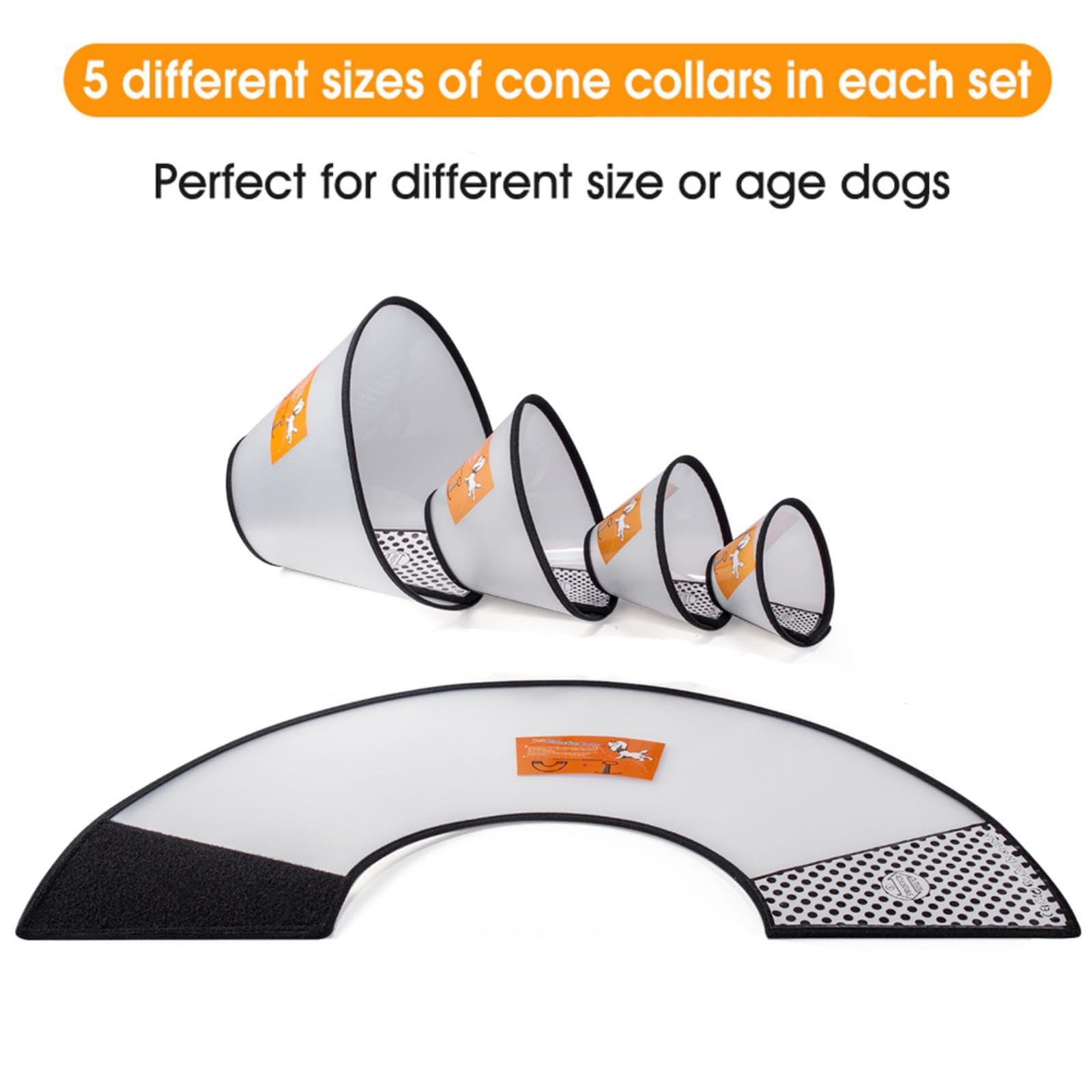 Fezep 3 PCS Dog Cone Collar, Soft Pet Recovery Collars for Dogs and Cats Surgery, Adjustable Plastic Dog Neck Cone Stop Licking Wound, Elizabeth E-Collar Prevent Biting(3 PCS)
