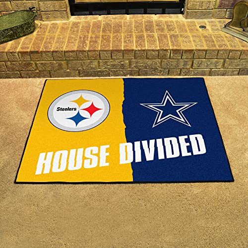FANMATS 19316 NFL Steelers / Cowboys House Divided Rug