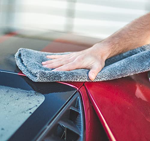 The Rag Company - Eagle Edgeless 600 (3-Pack) Professional Korean 70/30 Blend Super Plush, Microfiber Auto Detailing Towels, Buffing & Polishing, 600gsm, 16in x 16in, Dark Grey