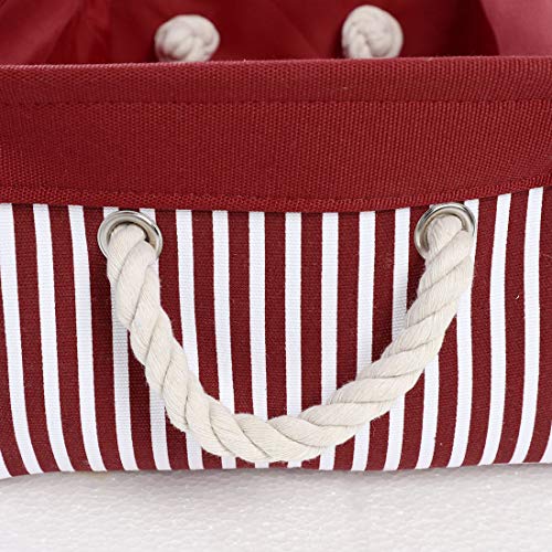 uxcell Storage Basket Bin with Cotton Handles,Collapsible Laundry Basket for Toy Clothes Storage,Canvas Fabric Basket for Closet,Red (Medium -15.7"x11.8"x8.3")