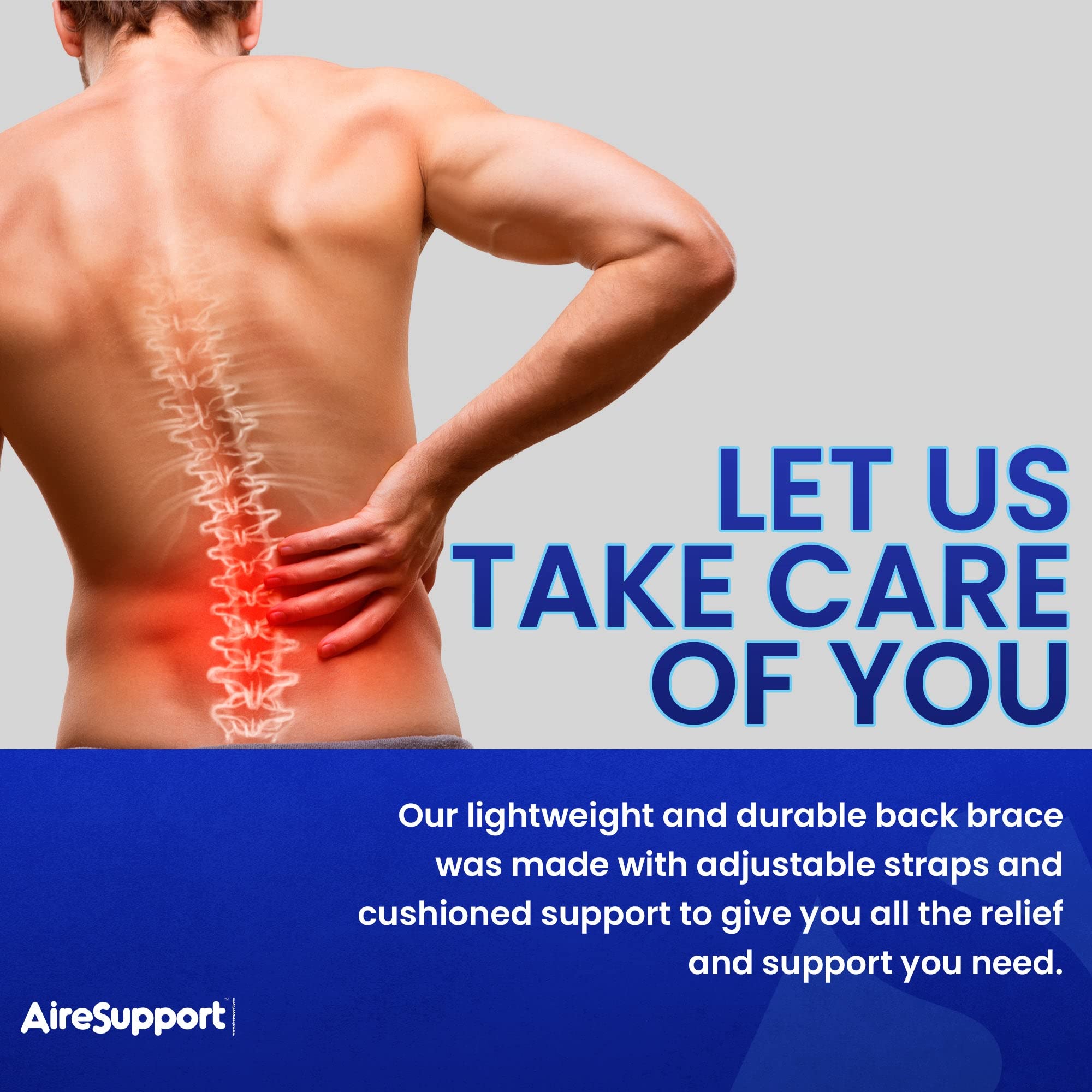 AireSupport Back Brace Lumbar Support with Reusable Ice/Hot Pack and Removable Lumbar and Back Brace - Soft Lumbar Back Brace - Lower Back Brace by Dr. Jason Hammond (S/M)