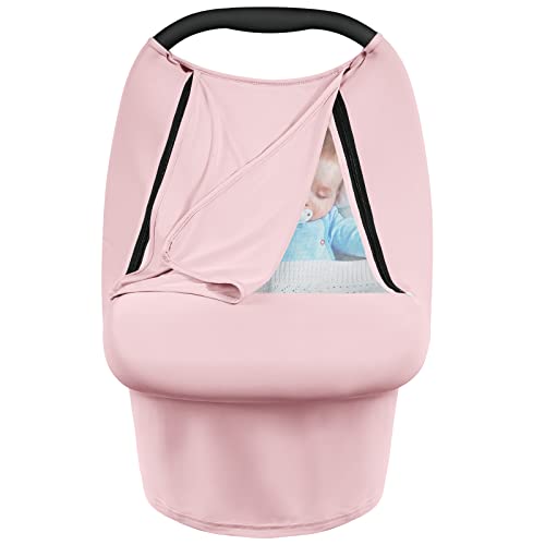 Baby Car Seat Covers with Breathable Peep Window (Pure Pink)