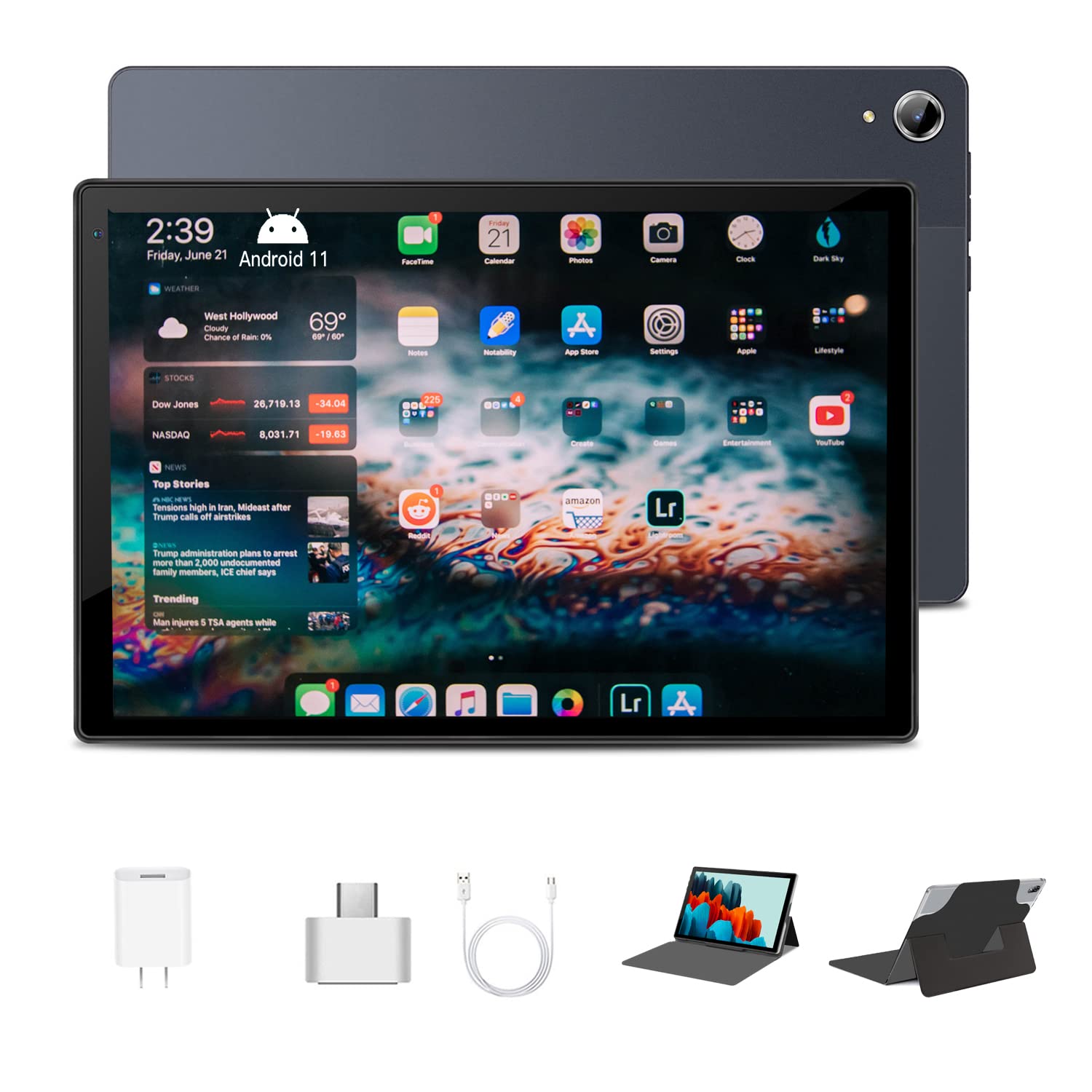 AOYODKG Tablet 10.4 inch Android 11 Tablet,4GB RAM 64GB ROM 256GB Expandable, 8-Core 6500mAh Battery, 1920 * 1200 HD LED Tablets,8MP+5MP Camera, Bluetooth,5G WiFi Tablet(Gray)