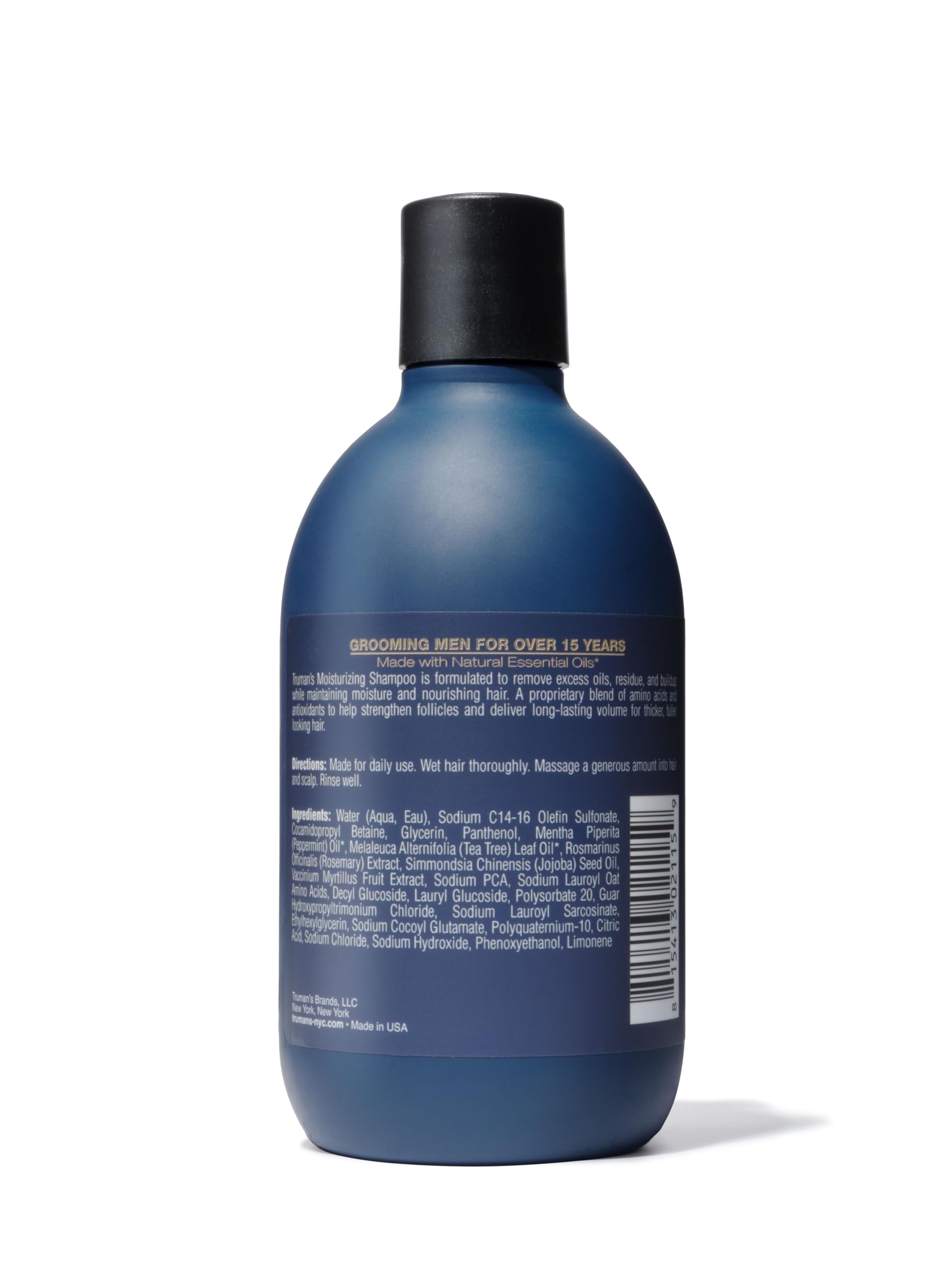 Truman's Gentlemen's Groomers Mousturizing Shampoo - Soothing Peppermint Scent - Long Lasting Daily Use Shampoo - 12oz