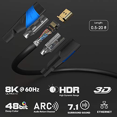 HDMI Cable 8K / 4K – 1ft – with A.I.S Shielding – Designed in Germany (Supports All HDMI Devices Like PS5, Xbox, Switch – 8K@60Hz, 4K@120Hz, High Speed HDMI Cord with Ethernet, Black) by CableDirect
