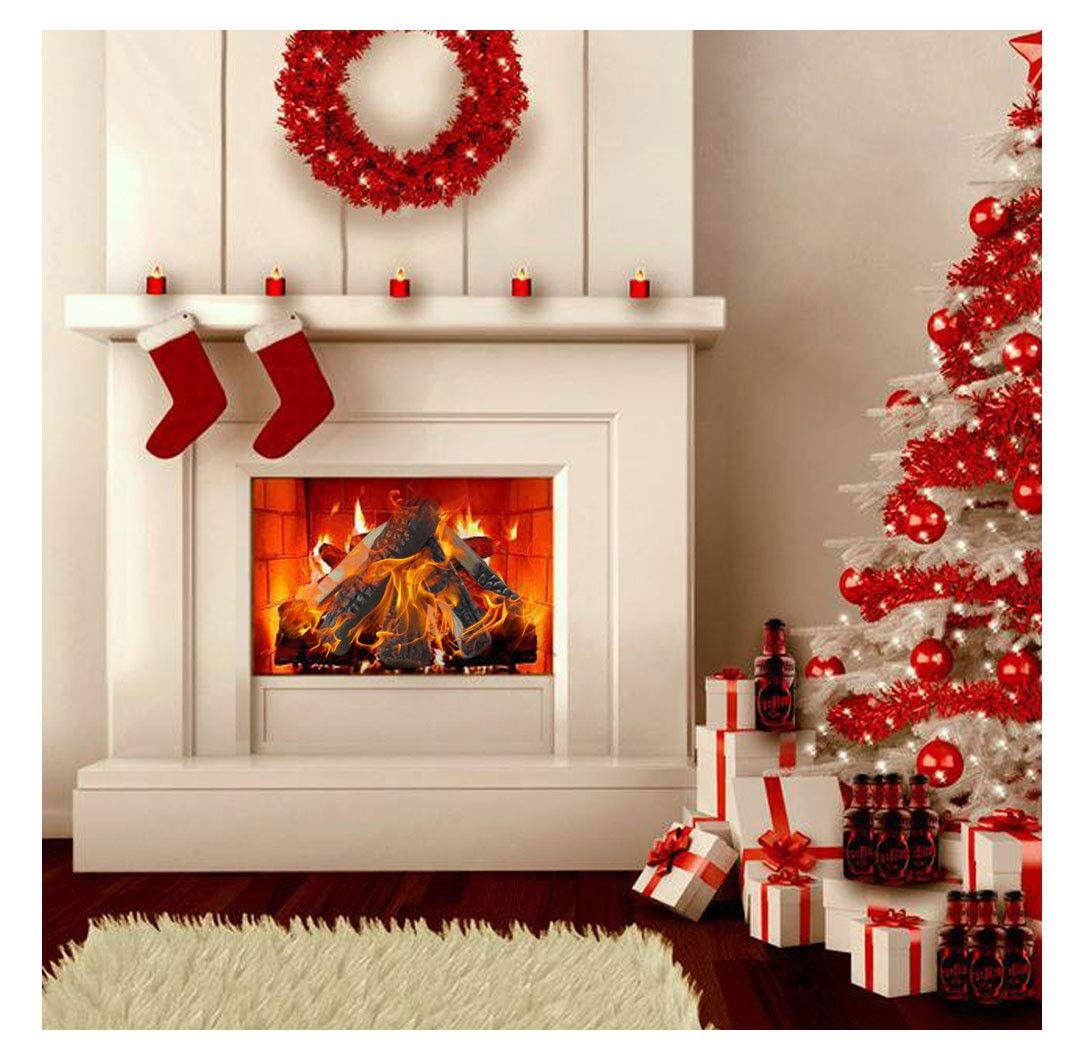 Dulousia Anyneo Ceramic Wood Logs, Gas Fireplace Log, Indoor Outdoor Fire Pits Lifelike Branch Gas Log for Vent Free, Propane, Electric, Gas Inserts (style B-4pcs)