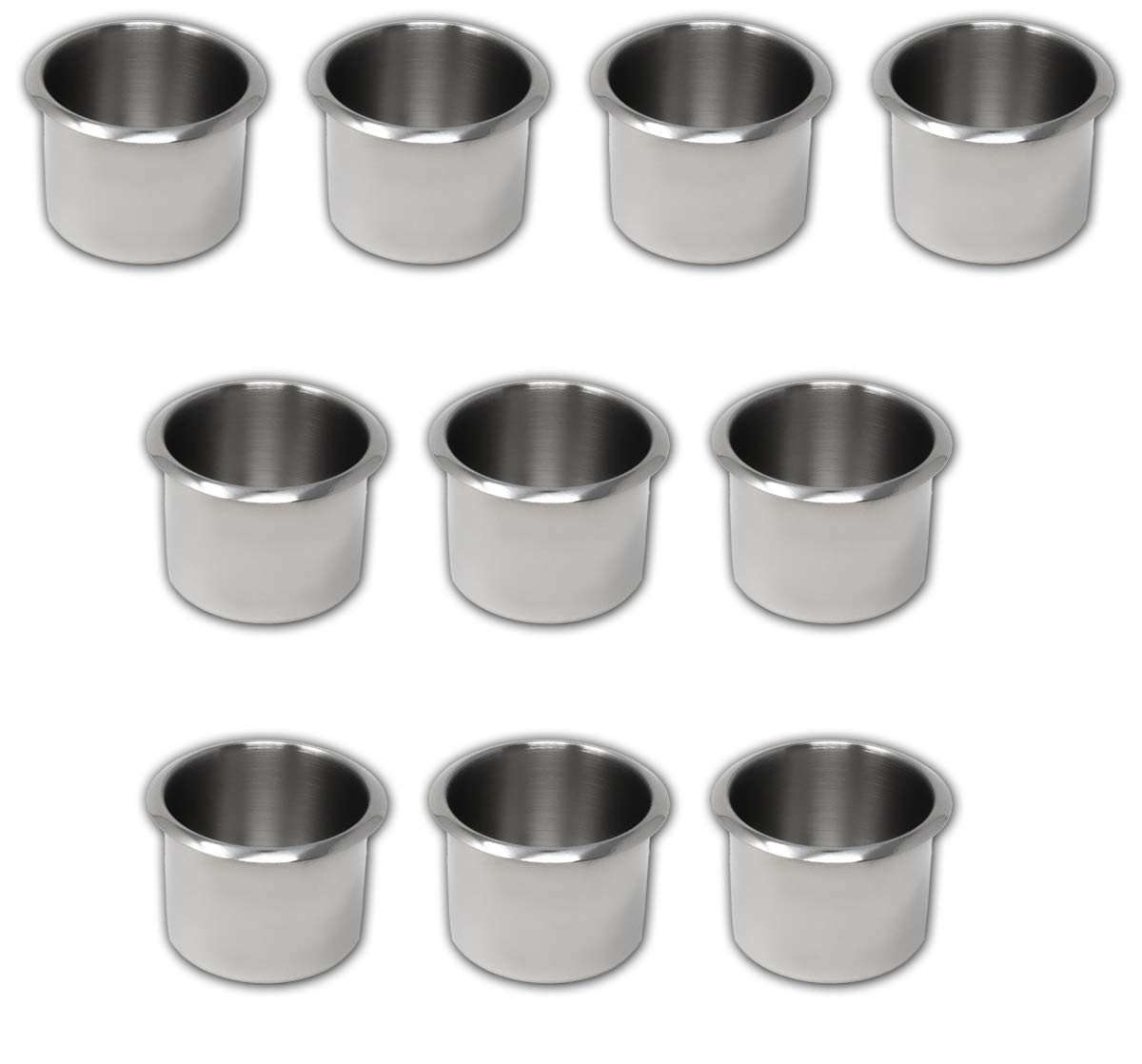DA VINCI Lot of 10 Drop in Stainless Steel Poker Table Can Holders, Fits Standard Soda Can or Beer Bottle