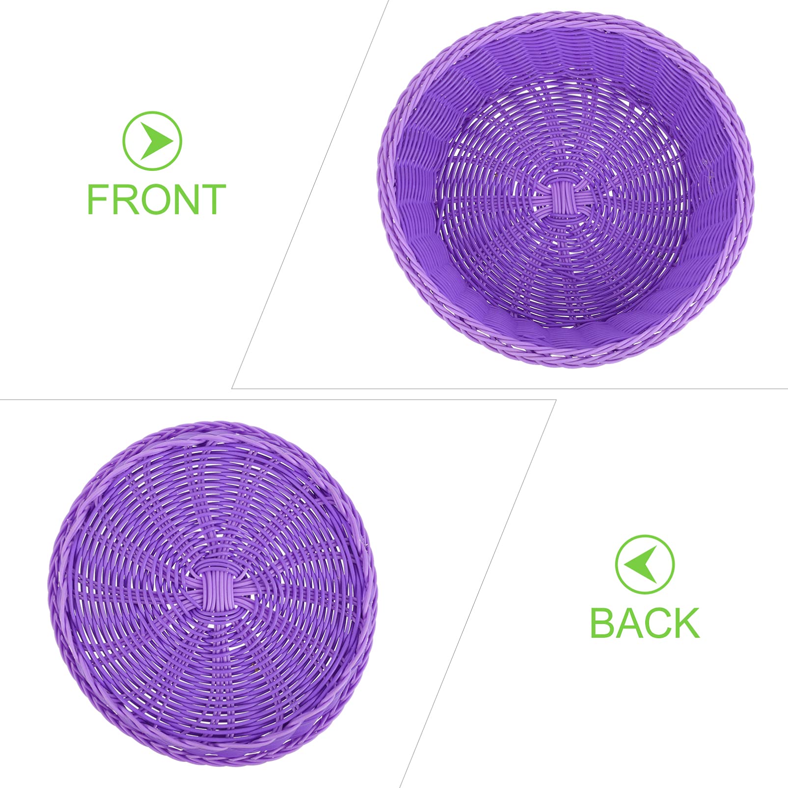 BESPORTBLE Purple Plastic Basket Bread Basket Round Storage Basket Kitchen Wicker Bread Box Rattan Toys Storage Boxes Fruit Plate Trays Organizer Home Decor