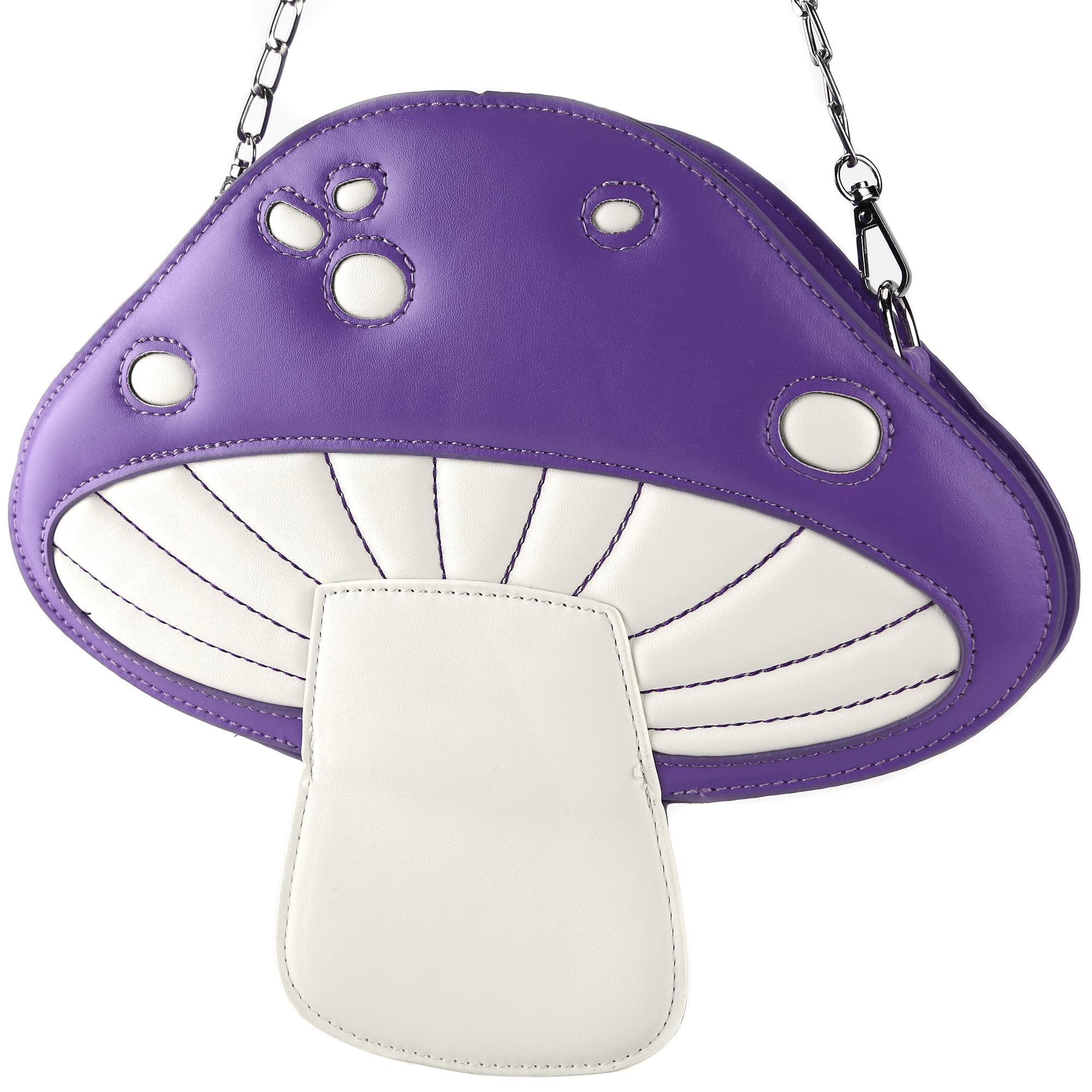 QiMing Mushroom Shoulder Purses,PU Lovely Botany CrossBody Bag for Girl Women(Purple)