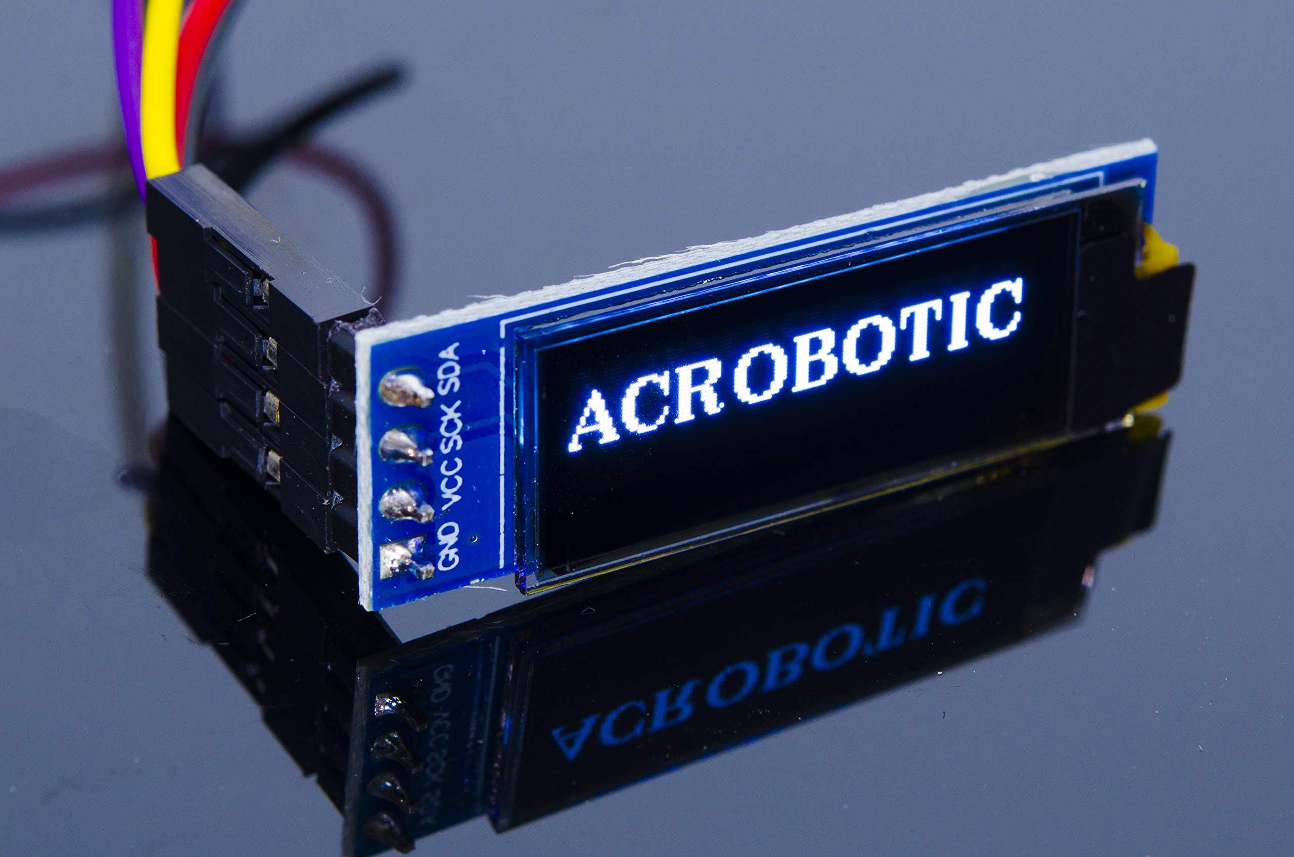 ACROBOTIC 0.91" White I2C 128x32 OLED LCD Display Module for Arduino, ESP8266, MSP420, STM32, 8051, Raspberry Pi LED Screen SSD1306