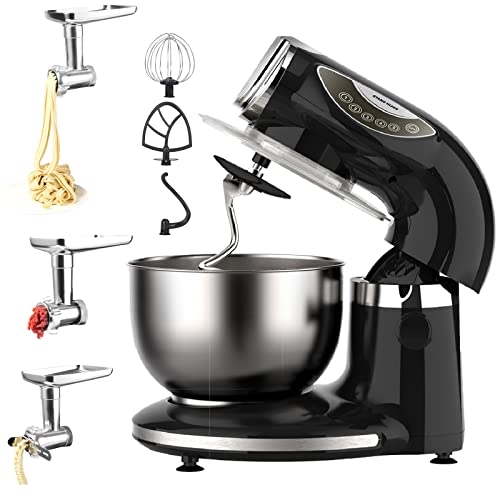 Aifeel Stand Mixer 8.5QT Bowl, 7 in 1 Multifunctional Kitchen Mixer with Dough Hook, Whisk, Beater, Meat Grinder,Pasta & Cookie Maker-Black