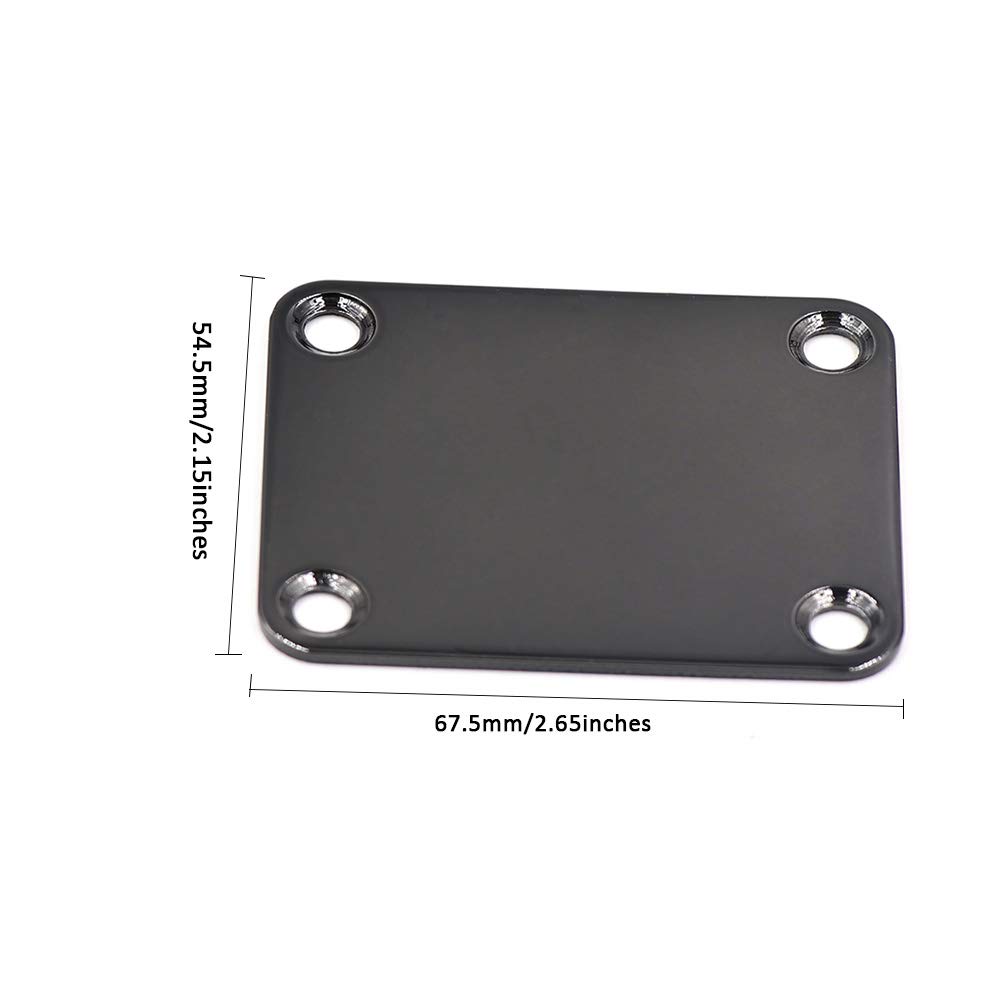 DISENS Bass Guitar Neck Plate with Mounting Screws,Replacement Metal Neckplate 4 Holes Neck Joint Board for Electric Guitar (Silver)