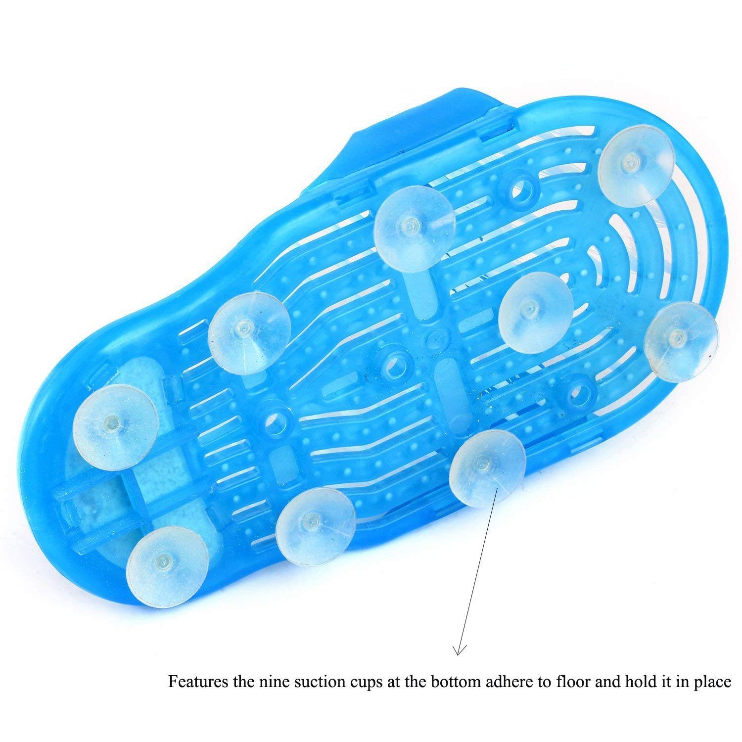 Messar Bathroom Shower No Bending Feet Brush Foot Cleaning Bristle Slipper Washer Bath Scrubber Massager Stick on Floor