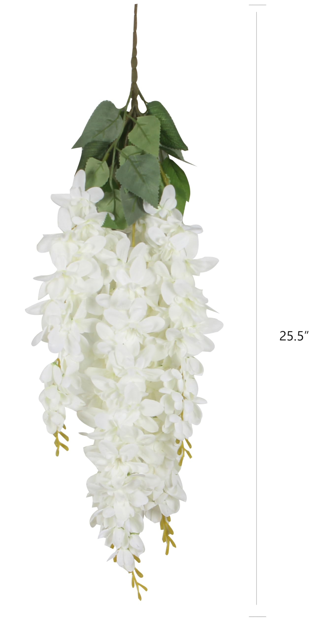 Duovlo Silk Wisteria Flower Artificial 2.13 Feet Hanging Wisteria Vine Fake Flower Bush String Home Party Wedding Decoration,Pack of 4(White)