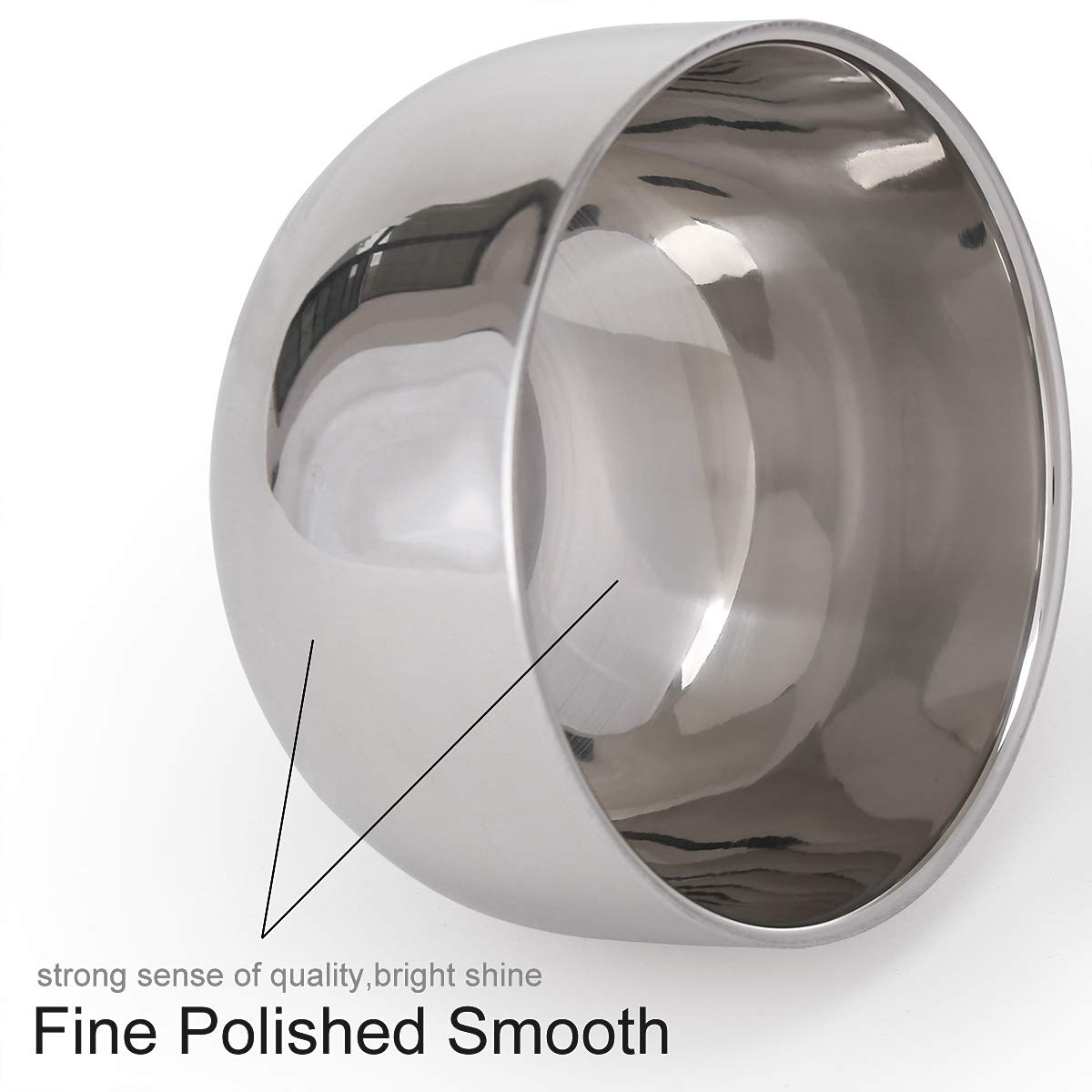 AKStore Men's Durable Shave Soap Cup Shining High Quality Double Layer Stainless Steel Heat Insulation Smooth Shaving Mug Bowl