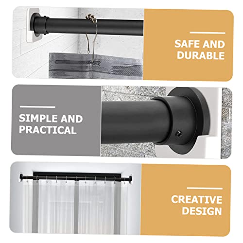 DOITOOL 6pcs Bracket Holder Heavy Duty Shower Curtain Tension Curtain Rods Circle Hooks Adhesive Curtain Rod Holder Wall- Mounted Shower Rods Holder Shower Curtain Tension Holder Fixture