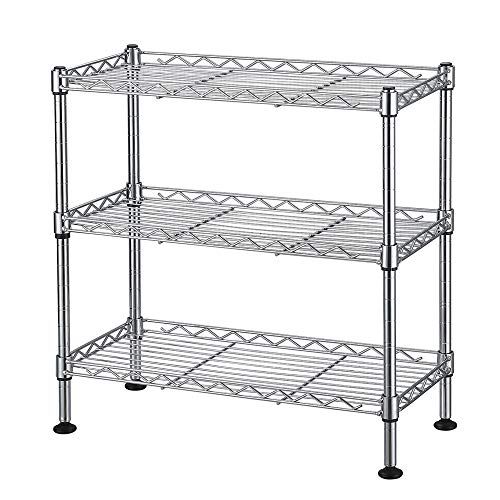 QXDRAGON 3-Shelf Storage Wire Shelves Heavy Duty 3 Tiers Standing Shelving Units Adjustable Metal Organizer Wire Rack, Zinc