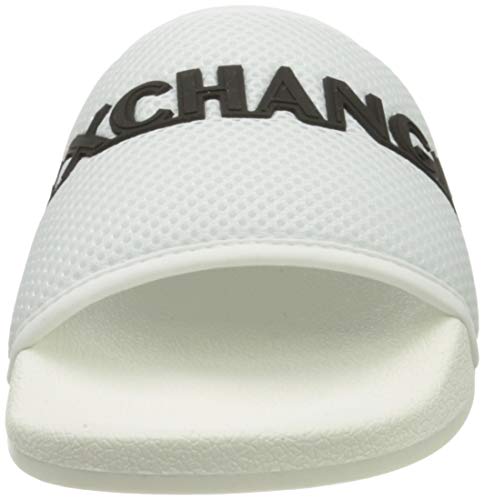 A | X ARMANI EXCHANGE Men's Mesh Logo Slip-On Slide Sandal, op.Whiteblack, 39 M EU (6 US)
