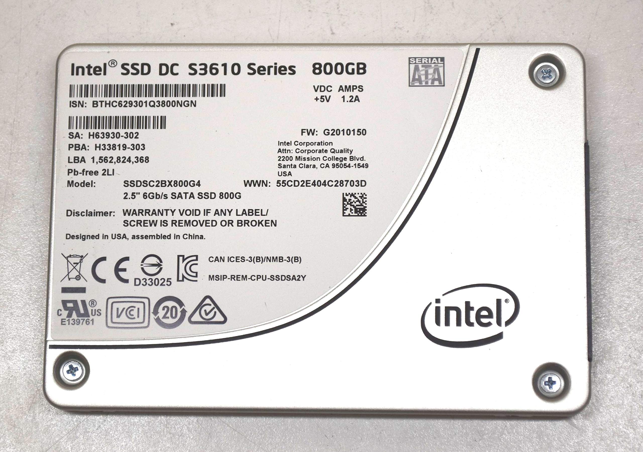 Intel SSDSC2BX800G4 S3610 Series 800 GB 2.5 7MM 20NM
