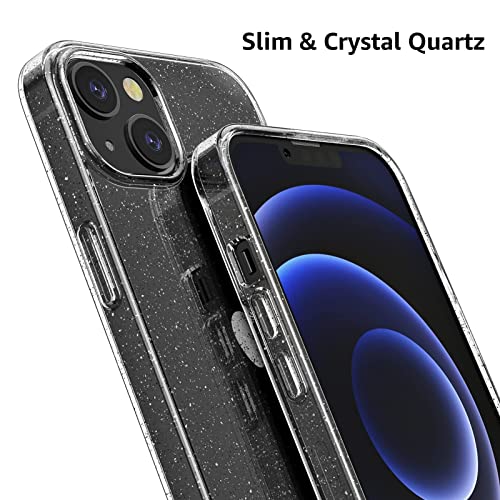 Amazon Basics Glitter Soft TPU Smartphone Cover for iPhone 13, Crystal Quartz