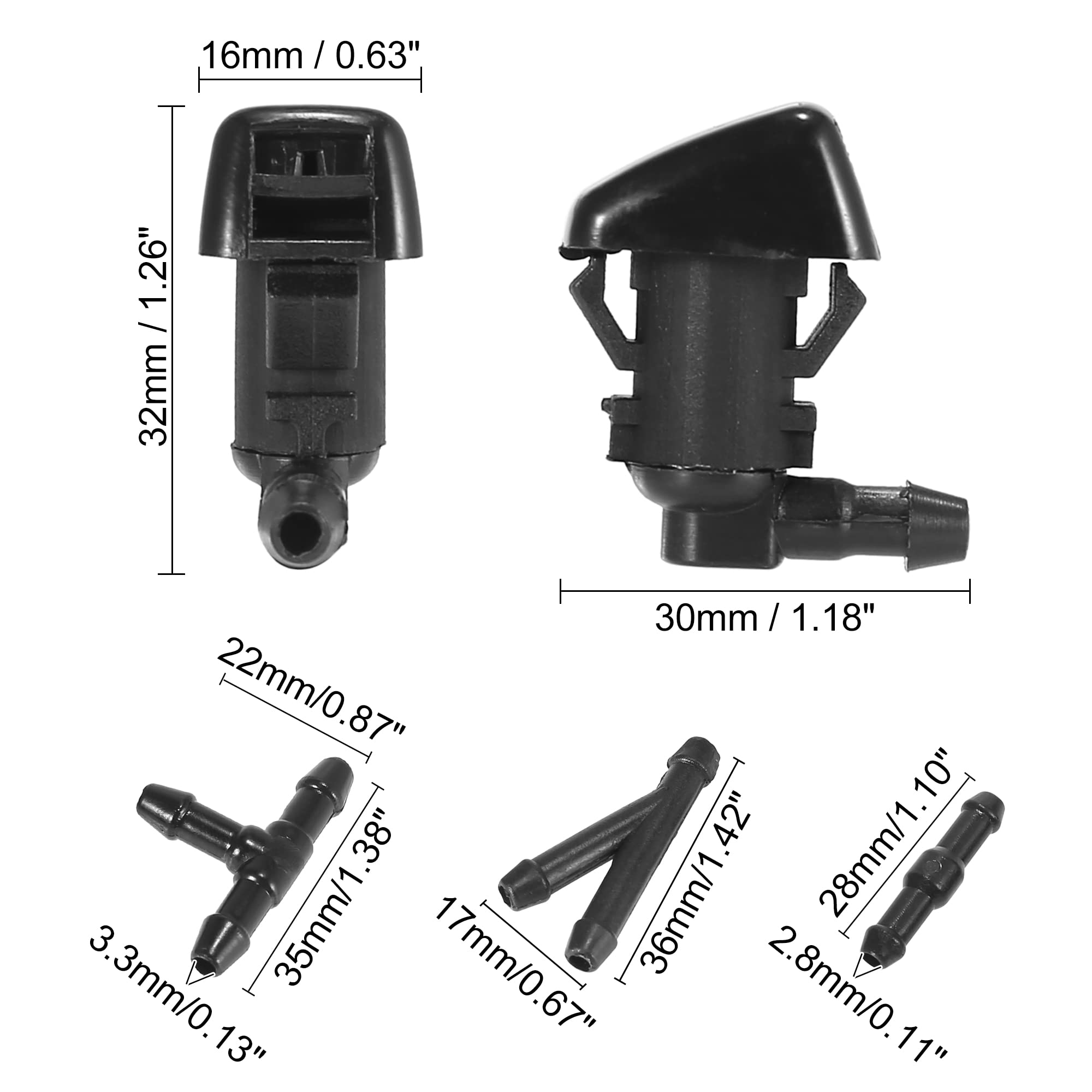 ACROPIX Front Windshield Washer Hose Kit Fit for Ford Edge with 3 Meter Washer Fluid Hose 12 Pcs Hose Connectors - Pack of 15 Black