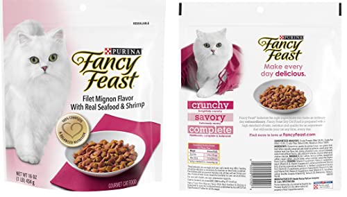 Fancy Feast Gourmet Dry Cat Food - Filet Mignon Flavor with Real Seafood & Shrimp - 3 Pack (3 Pounds Total)
