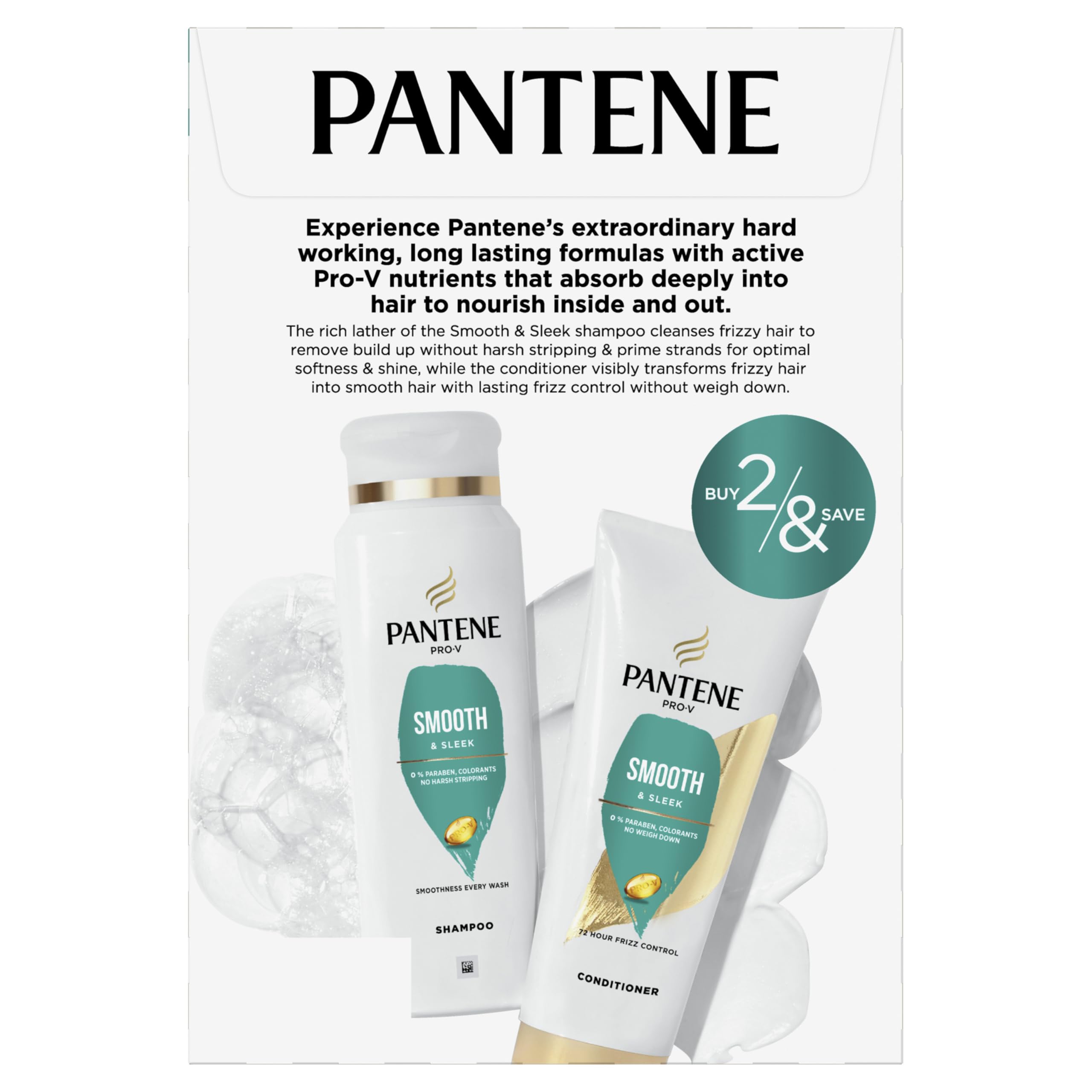 Pantene Pro-V Smooth & Sleek Duo Set Shampoo & Conditioner 12-12.6 Fl Oz