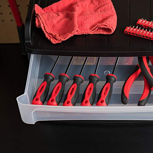 IRIS USA Medium 3-Drawer Desktop Organizer with Open Tray Top, 2 Pack, for Office, School, Stationary, Makeup Organizer, Bathroom, Utility, Medical Supplies, Desk Organizer, Versatile Storage, Black