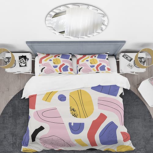 DESIGN ART Designart 'Organic and Elements in Red Yellow and Pink' Modern Duvet Cover Comforter Set Full/Queen Cover + Comforter + 2 Shams 4 Piece