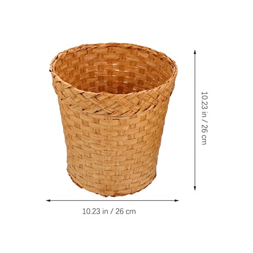 DOITOOL Woven Basket Waste Basket Woven- Small Natural Paper Wicker Laundry Baskets- Bathroom Trash Can Kitchen Trash Can for Home Offices Laundry Garages Atelier ( Khaki ) Seagrass Basket