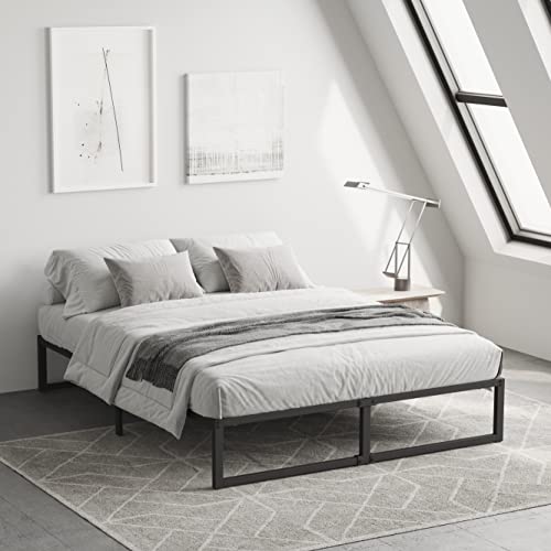 Richwanone 14 inch King Bed Frame Metal Platform Mattress Foundation with Heavy Duty Steel Slat Support, No Box Spring Needed, Easy Assembly, Black