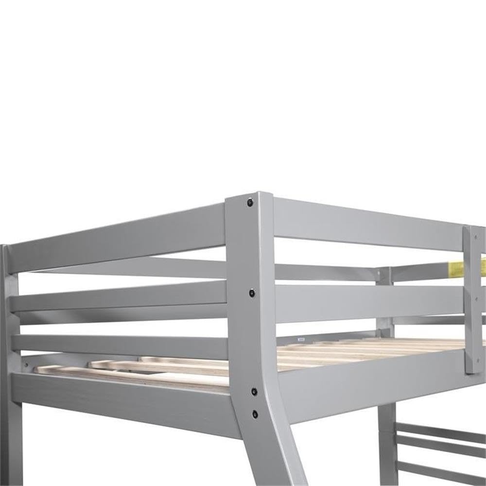 BOWERY HILL Twin Over Full Wood Bunk Bed with 2 Storage Drawers in Gray