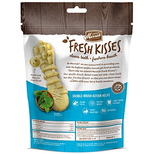 Merrick Fresh Kisses Double-Brush Dental Dog Treats With Mint Breath Strips For Toy Breeds - 33 ct. Bag