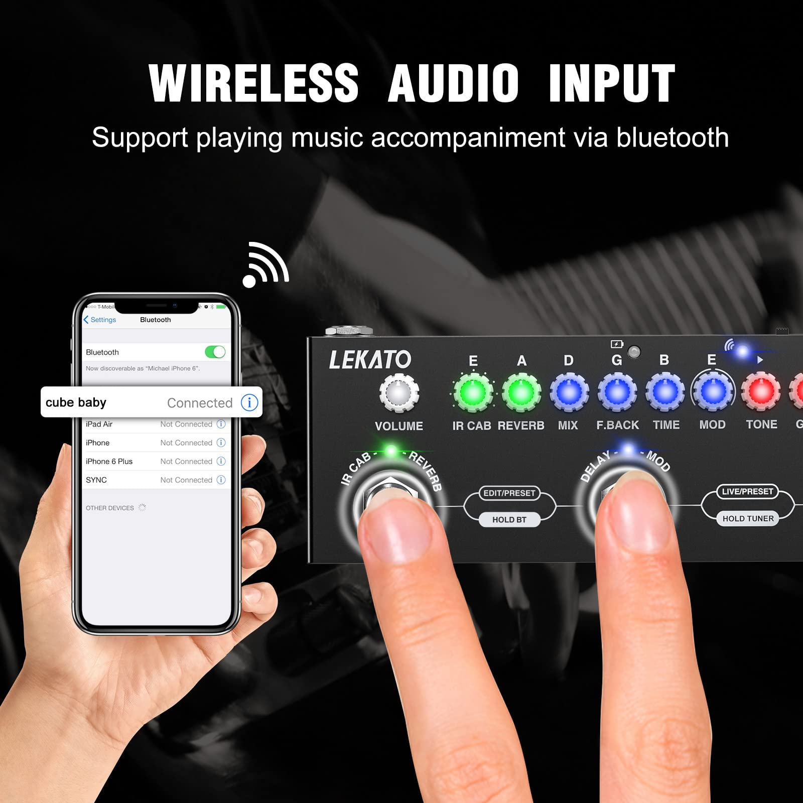 LEKATO Multi Effects Guitar Pedal, with IR Loading 9 AMP Models, Delay Reverb Distortion Overdrive Pedal, Rechargable Electric Guitar Effects Multi Pedal Support Recording,Bluetooth 5.0