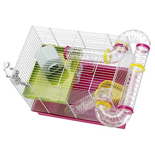 Ferplast Laura Small Hamster Cage | Fun & Interactive Cage Measures 18.11L x 11.61W x 14.8H & Includes All Accessories