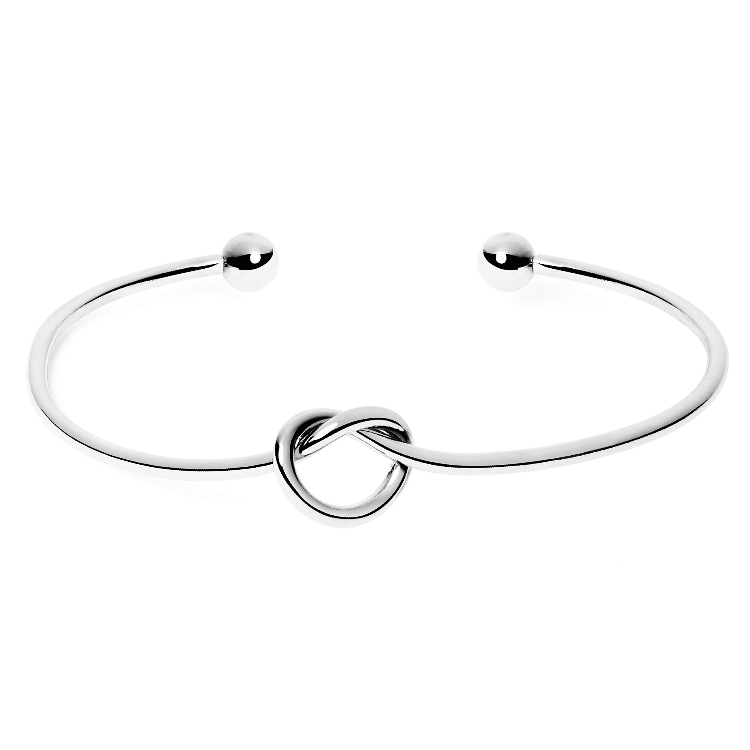 AlacrityGifts Love Knot Bangle Bracelet - Simple Tie The Knot Cuff Stretch Bracelet for Bridesmaid Proposal - Bridesmaid Gift Box - I Couldn't Tie The Knot Without You, Wedding Gift (Silver)