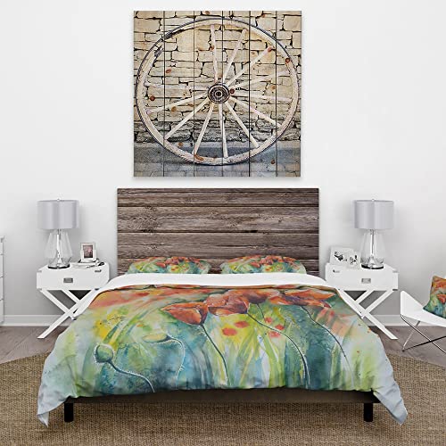 DESIGN ART Designart 'Red Blossoming Poppies V' Traditional Duvet Cover Set Twin Cover + 1 Sham 2 Piece
