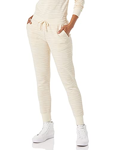 Amazon Essentials Women's Fleece Jogger Sweatpant - Discontinued Colors, Ecru Zebra Stripe, Large