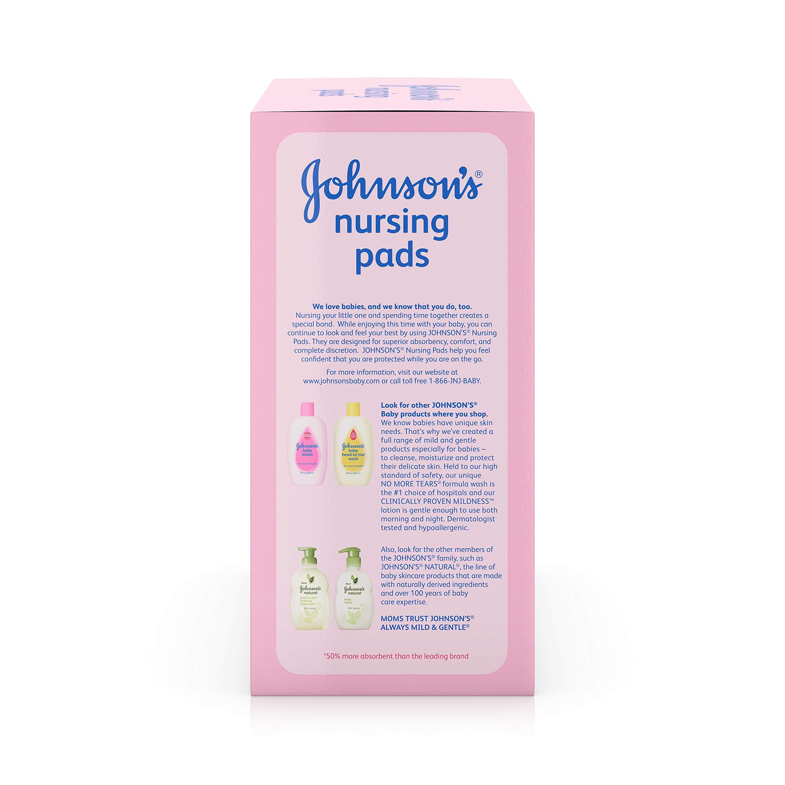 Johnson's Disposable Nursing Pads with Natural Cotton, Super Absorbent, Comfortable, and Breathable, Natural Contour Shape, 60 ct ( Pack of 2)