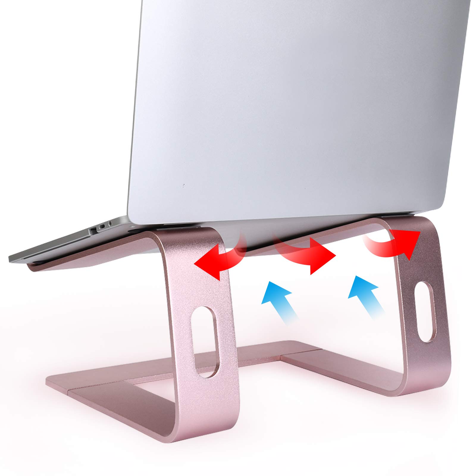 AMOTIE Laptop Desk Stand, Ergonomic Aluminum Laptops Elevator for Desk, Notebook Holder Stand Compatible with MacBook Pro/Air HP Lenovo Samsung Huawei ,All 10-15.6" Laptops,Pink Gold