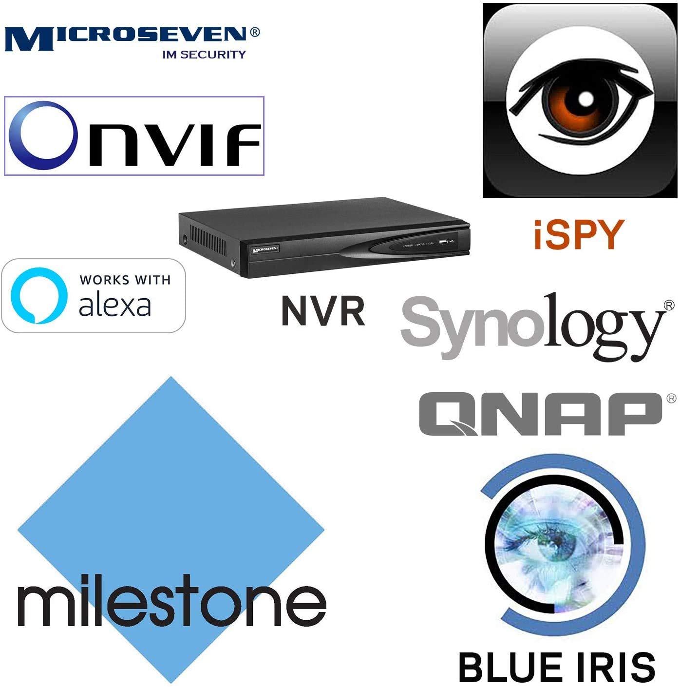 MICROSEVEN Open Source UltraHD 5MP 2560x1920 PoE Two-Way Talk,Alexa,Wide Angle,256GB SD Slot,Outdoor Night Vision Bullet Security Waterproof IP Camera,Human Motion Detection,FTP,Cloud,Web GUI,Apps+VMS